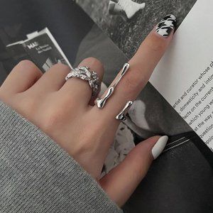 Jewelry | 925 Sterling Silver Drip Ring Geometric Ring Abstract Ring ...